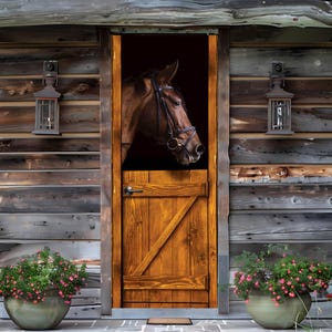 Chestnut Horse Door Mural - Farm Stall Door Cover, Peel and Stick ...