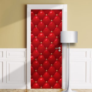 Red Leather Door - Peel and Stick Door Mural, Sticker, Cover, Decal ...
