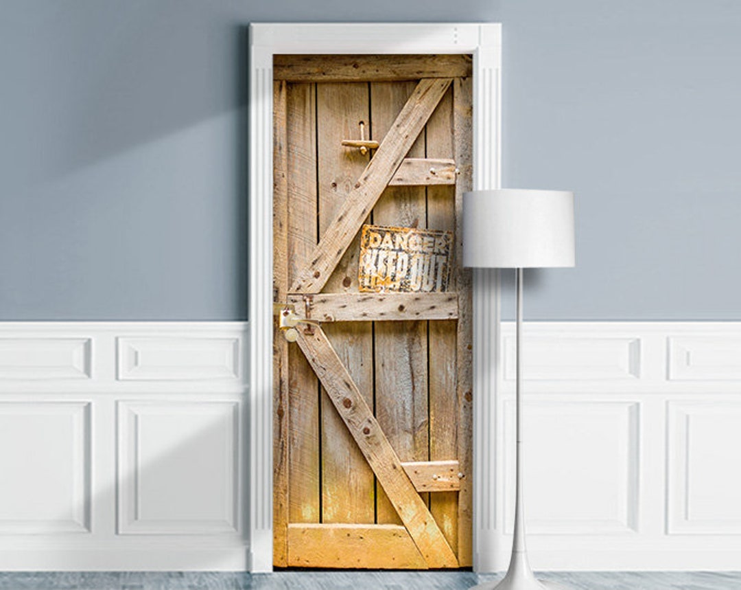 Door Mural - Danger Entrance. Keep Out. Woodshed. Removable Decal, Self ...