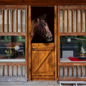 Chestnut Horse Door Mural - Farm Stall Door Cover, Peel and Stick ...