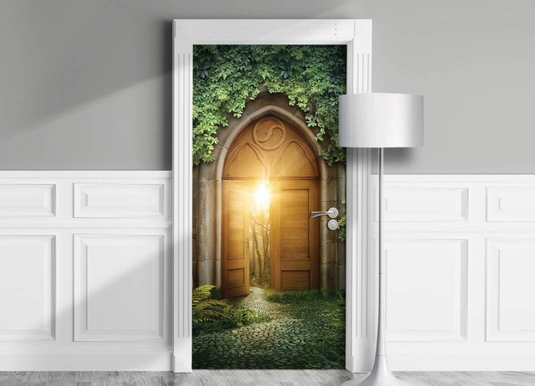 Mysterious Entrance - Door Mural, Peel Stick Fairy Tale Cover, Fantasy ...