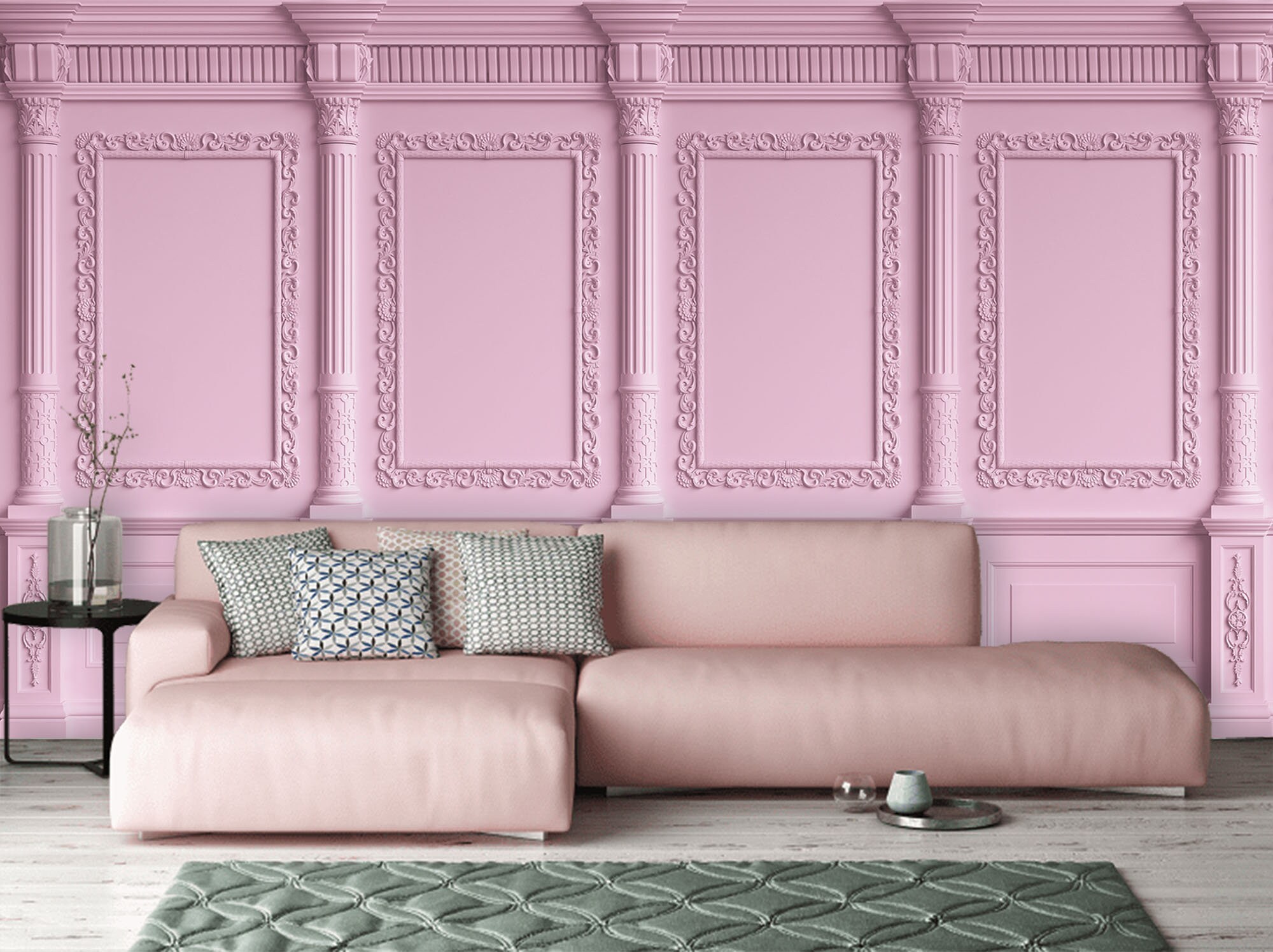 Flat Wallpaper Classic Baroque Wall With Mouldings and - Etsy