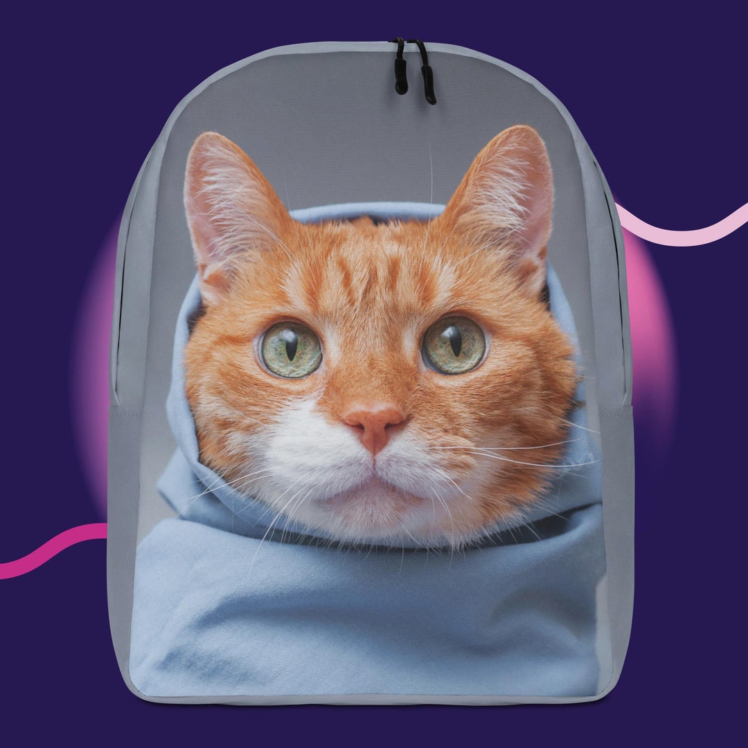 Cat Backpack, School Canvas Bag With Photo of Pretty Ginger Kitten in ...