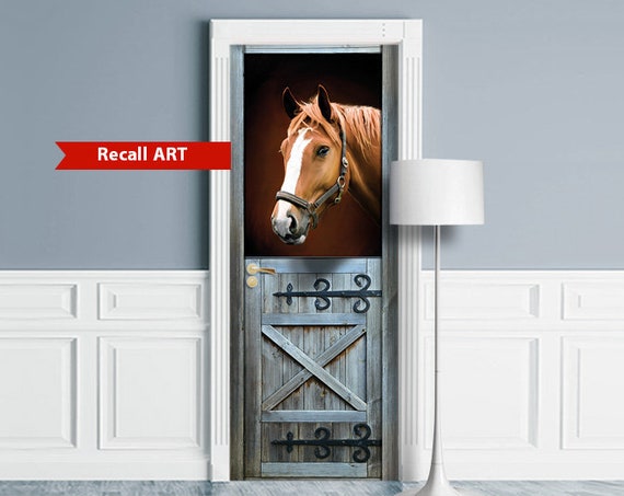 Door Mural Horse in Stall. Western Barn Decal Removable | Etsy