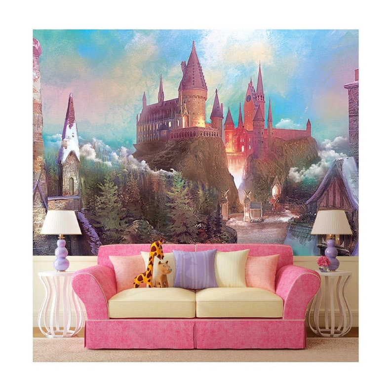 Pink Wizard's Castle Removable sticky mural vinyl self | Etsy