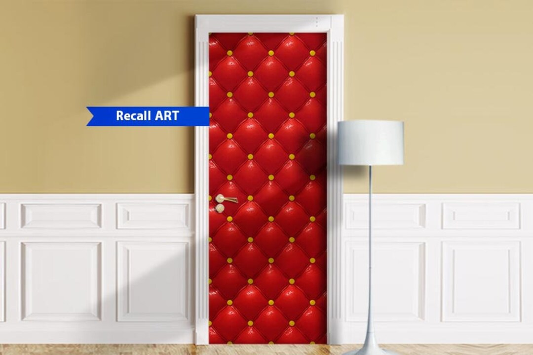 Red Leather Door Peel and Stick Door Mural, Sticker, Cover, Decal ALL ...
