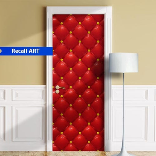 Red Leather Door Peel and Stick Door Mural Sticker Cover - Etsy