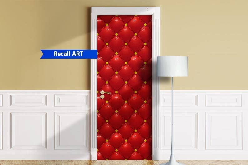 Red Leather Door Peel and Stick Door Mural Sticker Cover | Etsy