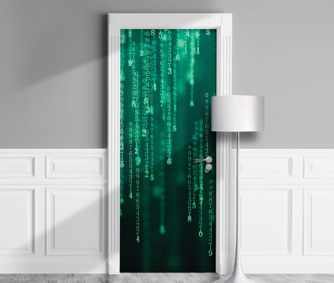 Green Digital Data, Code - Door Mural, Decal for Window, Wall, Fridge ...