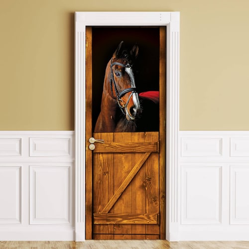 Horse in Stall Sticker for Door Wall or Fridge. Peel & | Etsy