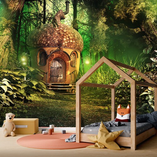 Acorn House in Magic Forest Self-adhesive Removable Mural - Etsy