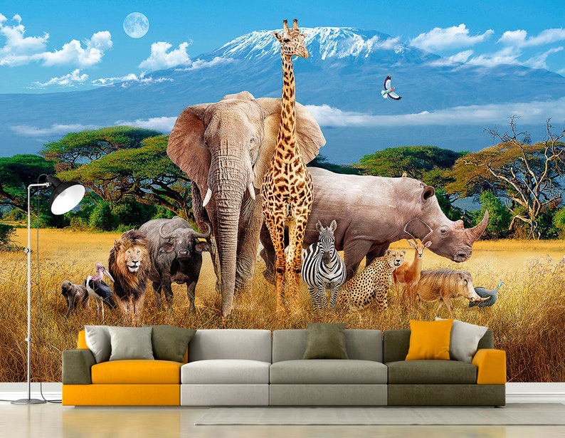 Removable Sticky Mural African Animals Vinyl Self Adhesive - Etsy UK