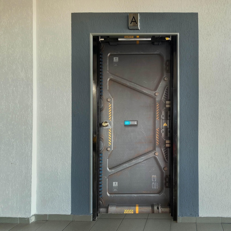 Door Mural - Sci Fi Armoured Bunker, Gateway. Decal for Window, Wall ...