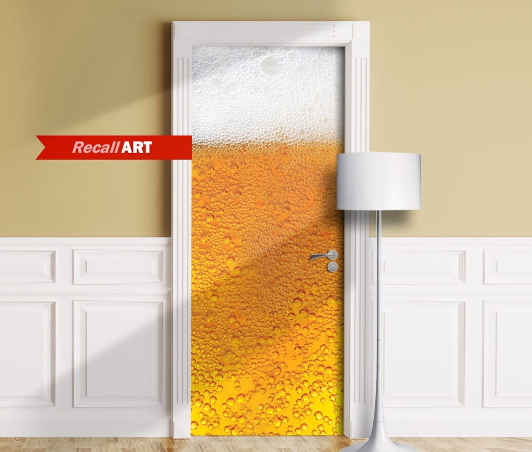 Door Mural - Beer Bubbles. Removable Decal, Self-adhesive Cover, Cling ...