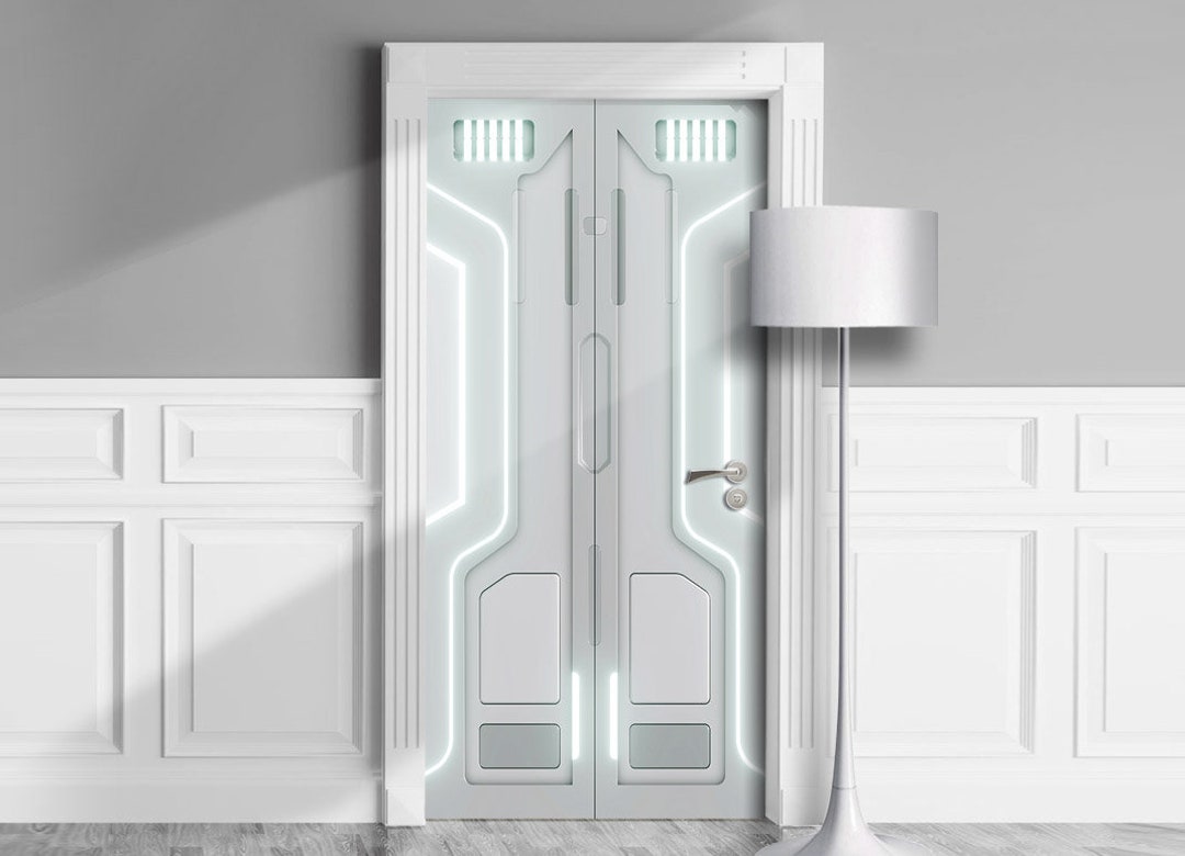 Futuristic Door Mural, Sci-fi Spaceship Portal. Star Ship Airlock Entrance. Cyberpuk Decal for ...