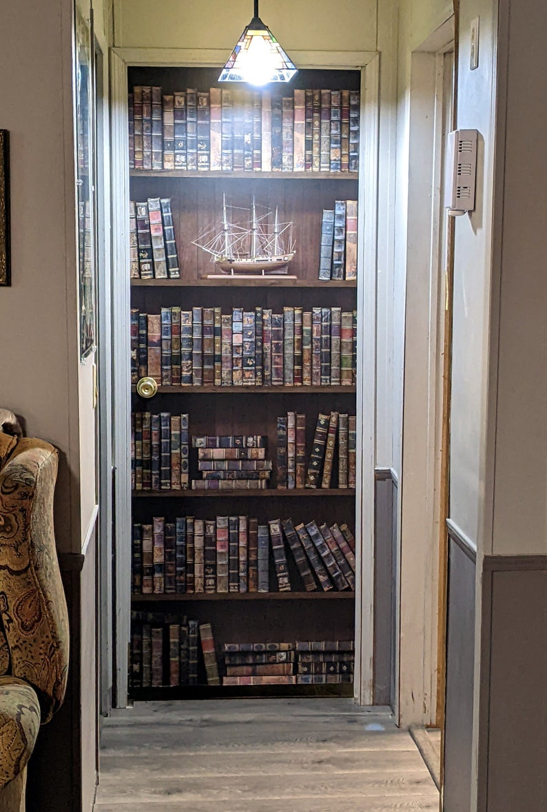 Door Mural - Antique Books, Shelves, Bookcase, Library. Decal for Door ...