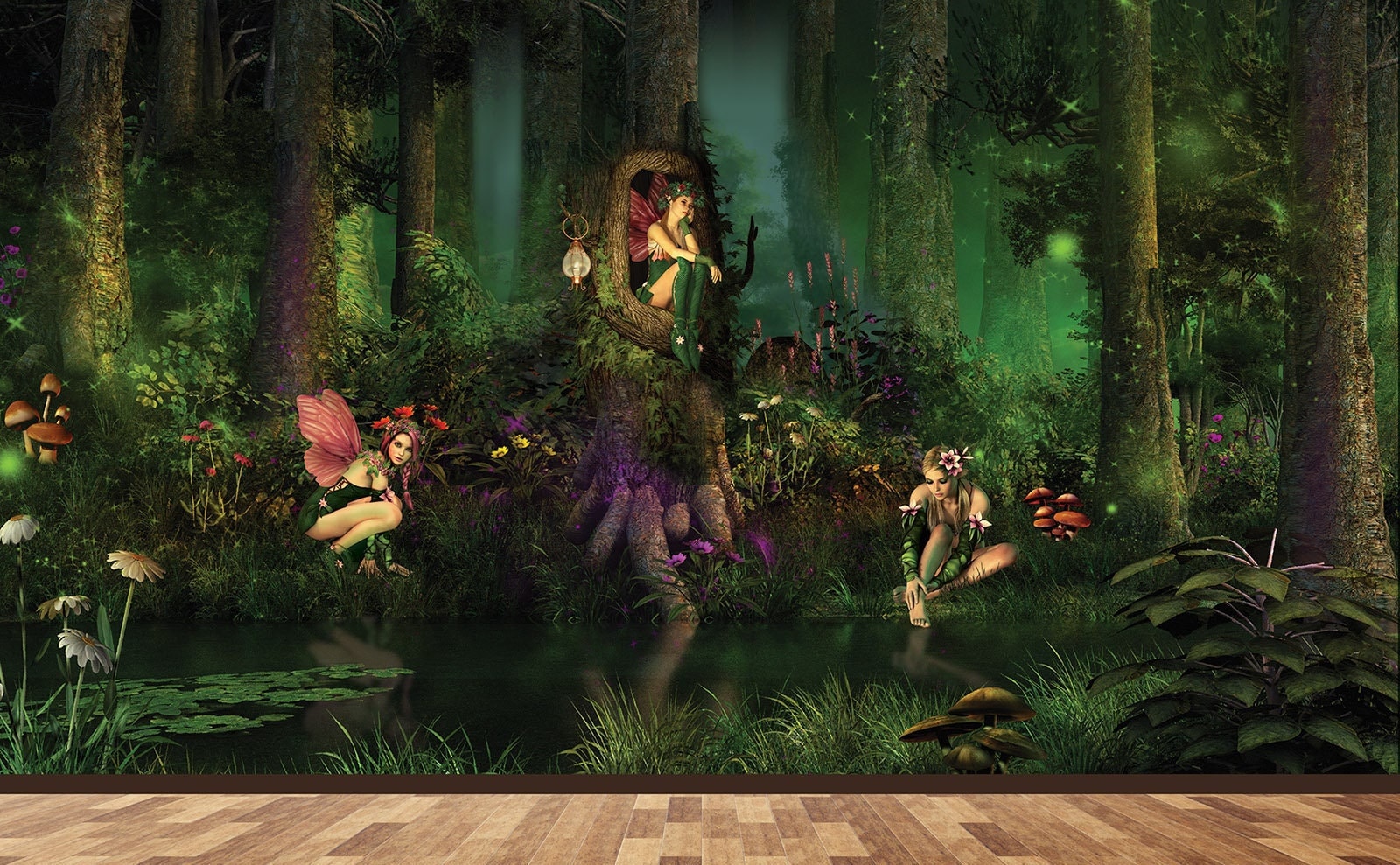 Fairy Forest With Fairies Self-adhesive Removable Mural - Etsy