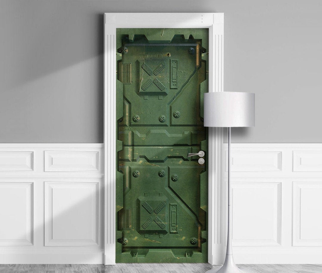 Armored Gates to Bunker, Trapdoor - Door Mural, Removable Decal, Self ...