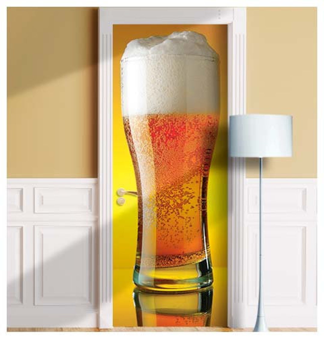Glass of Beer - Mural for Door, Wall, Fridge, Sticker, Peel and Stick ...