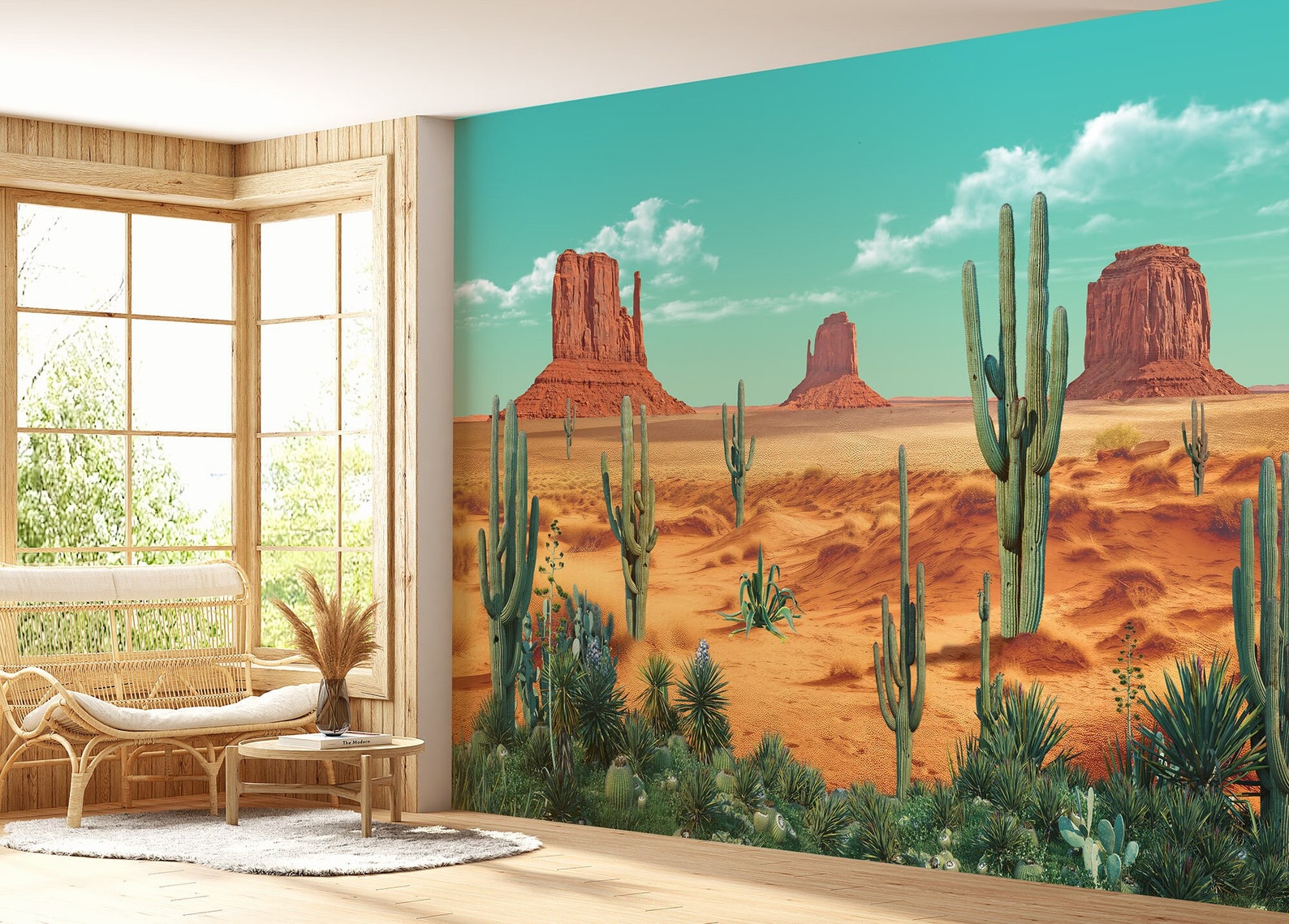Arizona Desert Wall Mural, Mexican Landscape With Cactuses, Sand and ...