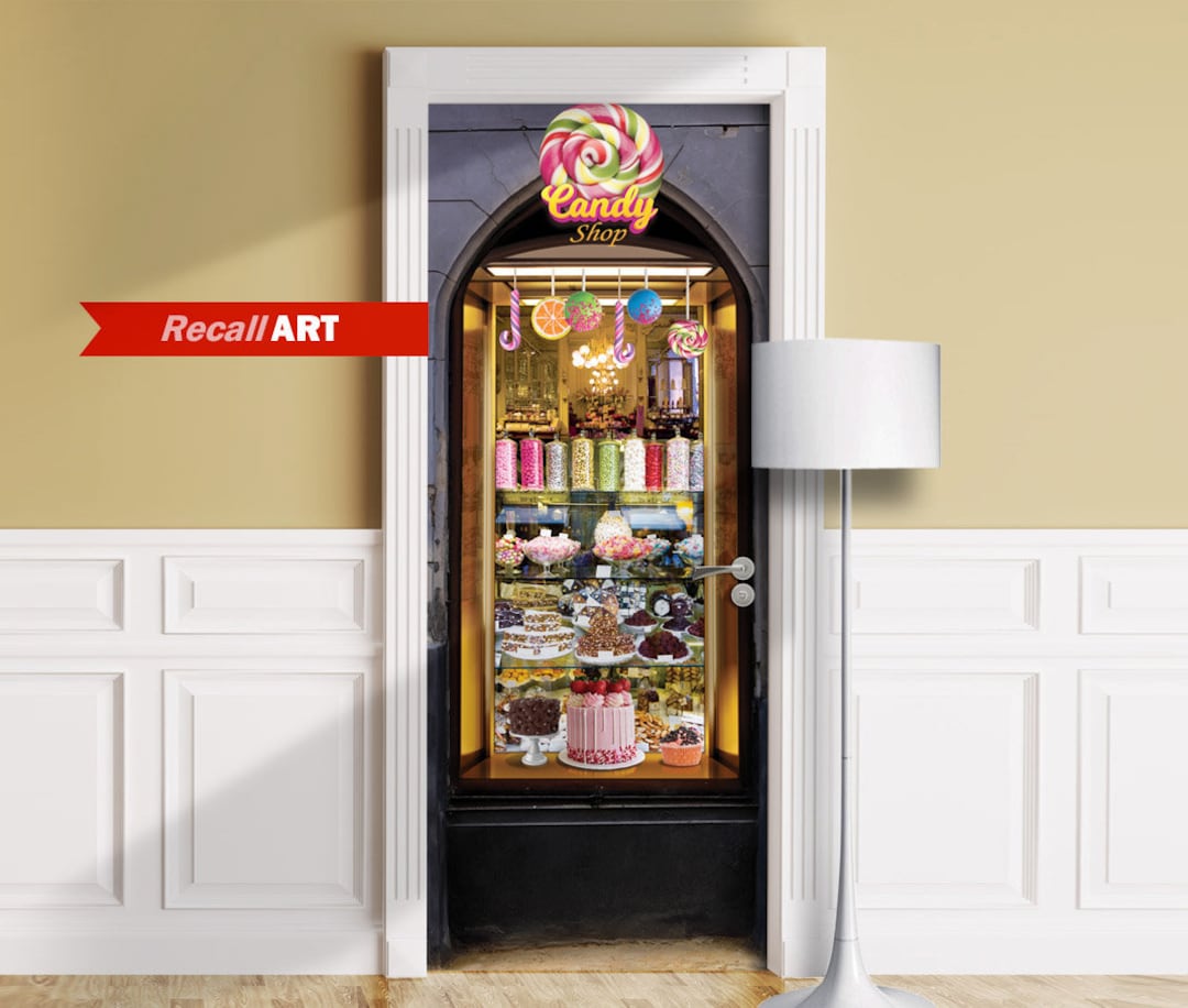 Door Mural - Candy Shop, Old Sweets Store. Removable Decal, Self ...
