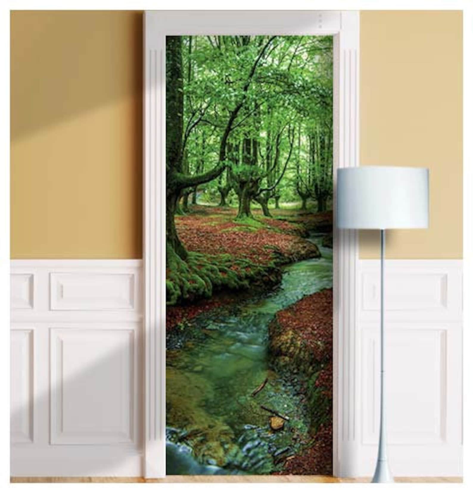 Forest Brook - Mural for Door, Wall, Fridge, Sticker, Peel and Stick ...