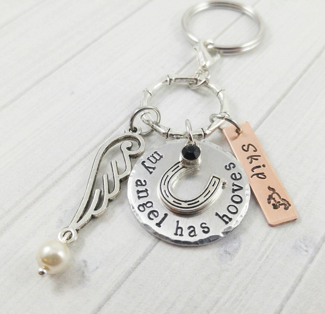 Horse Memorial Key Chain, Pet Loss Charm. Custom Horse Pendant, Horse ...