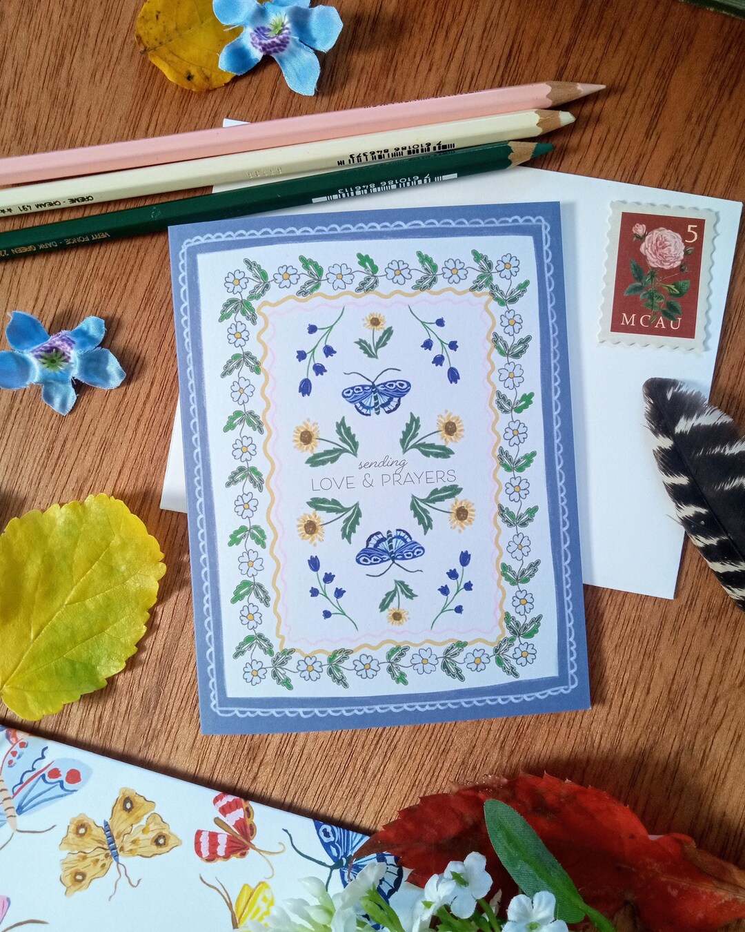 Set of 10 Butterfly Prayer Cards, Sending Love and Prayers Cards ...