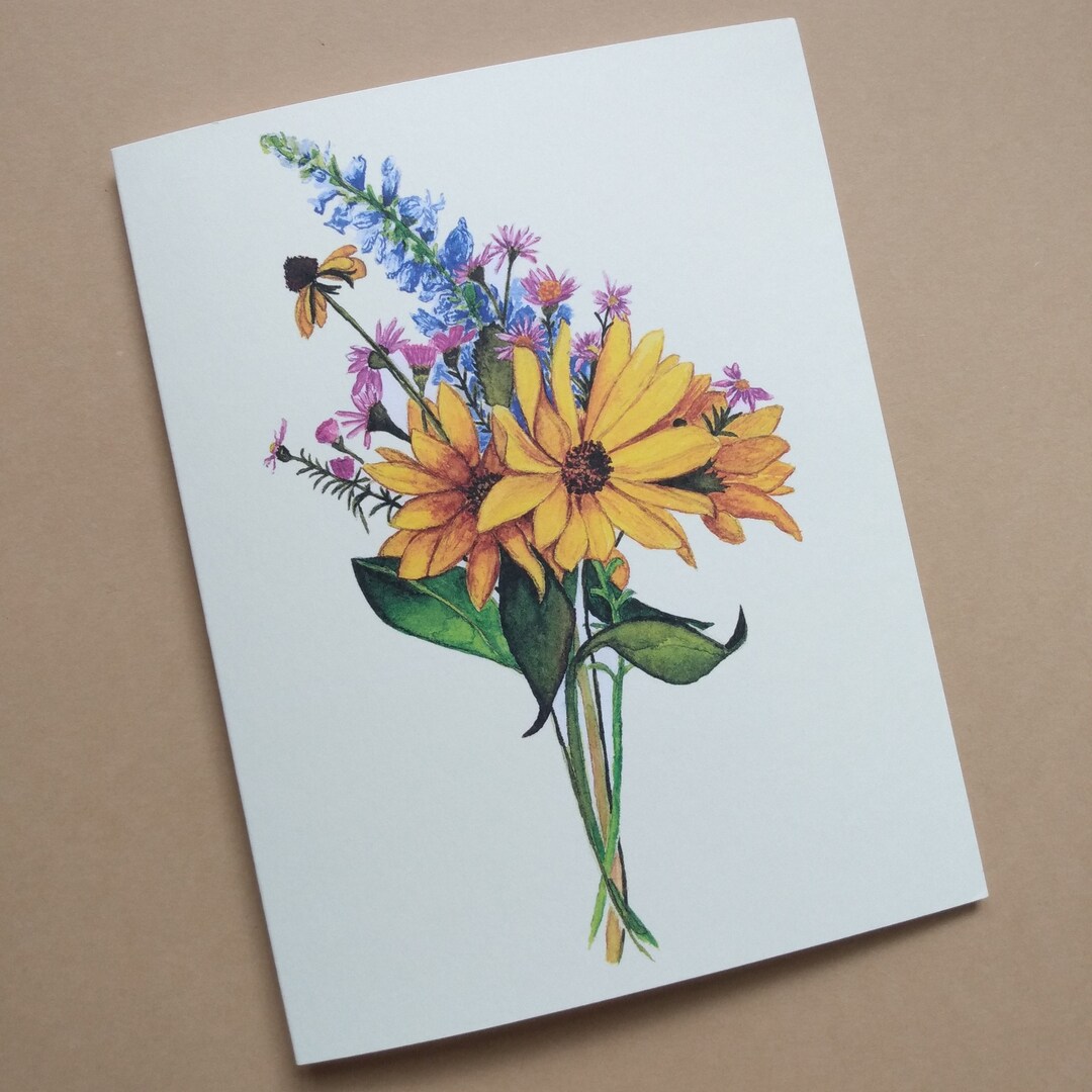 Yellow Flowers Card, Thank You Card, Daisies Card, Blank Card, Catholic ...