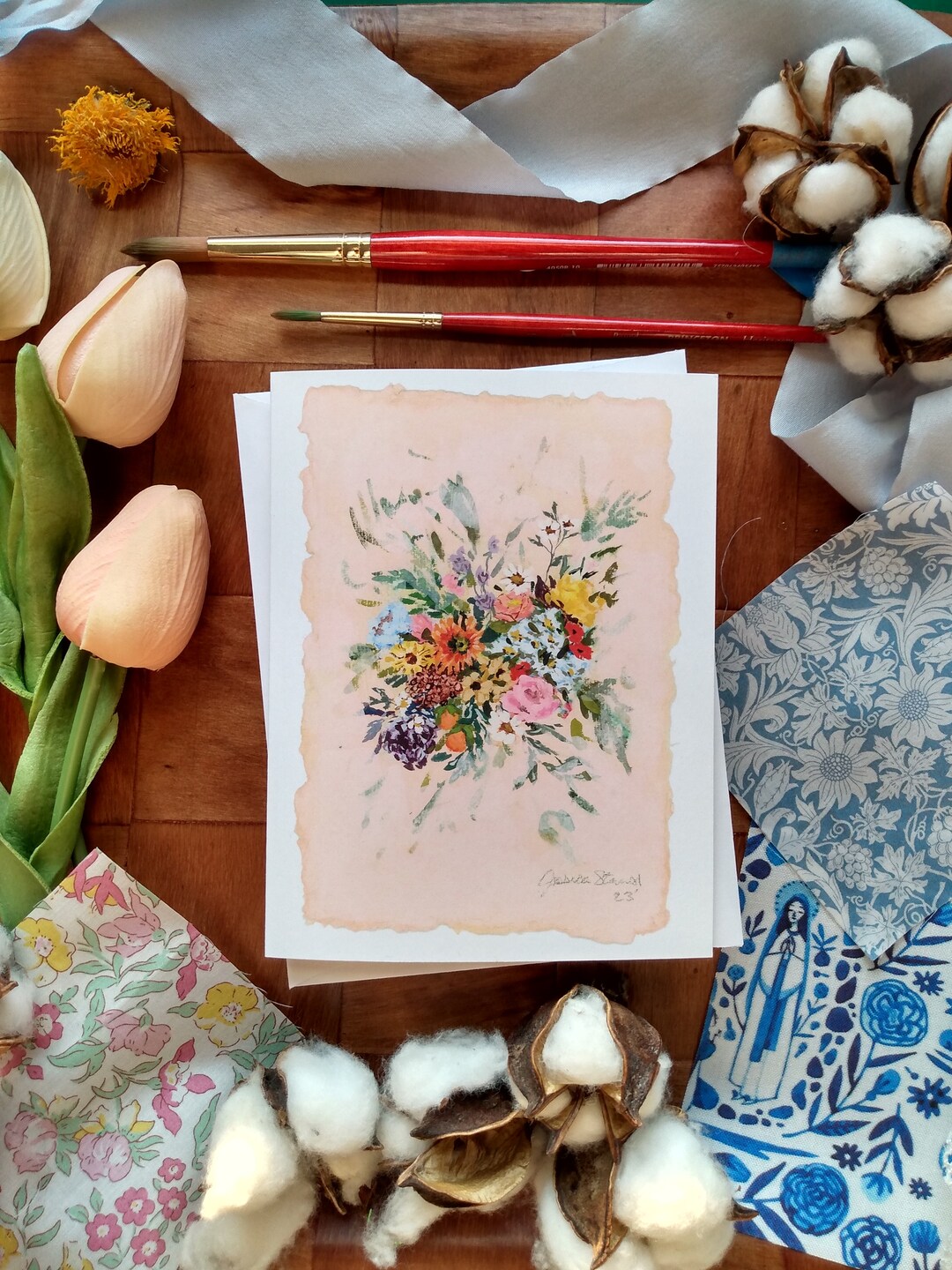 Set of 10 Colorful Bouquet Cards, Impressionist Florals, Fine Art ...