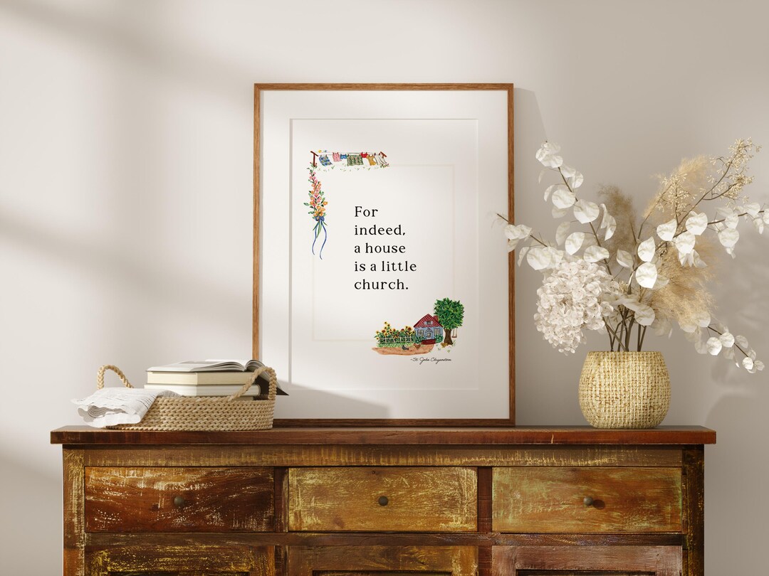A House is a Little Church Christian Farmhouse Print Wedding Gift Home ...