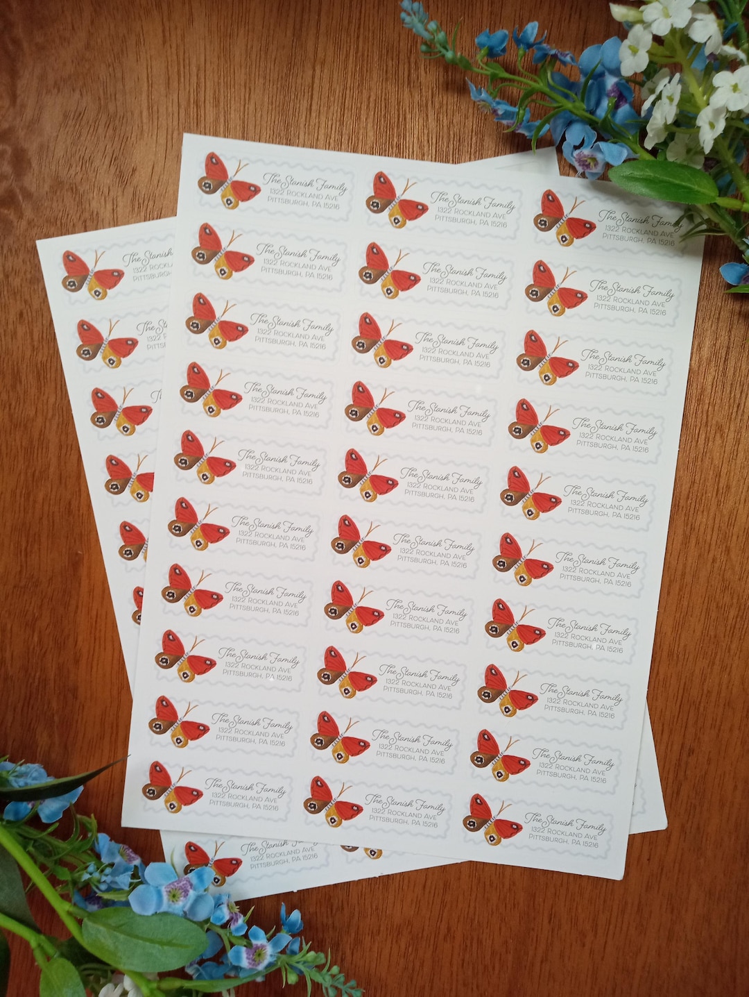 Watercolor Butterfly Return Address Labels for Women Custom Stationery ...