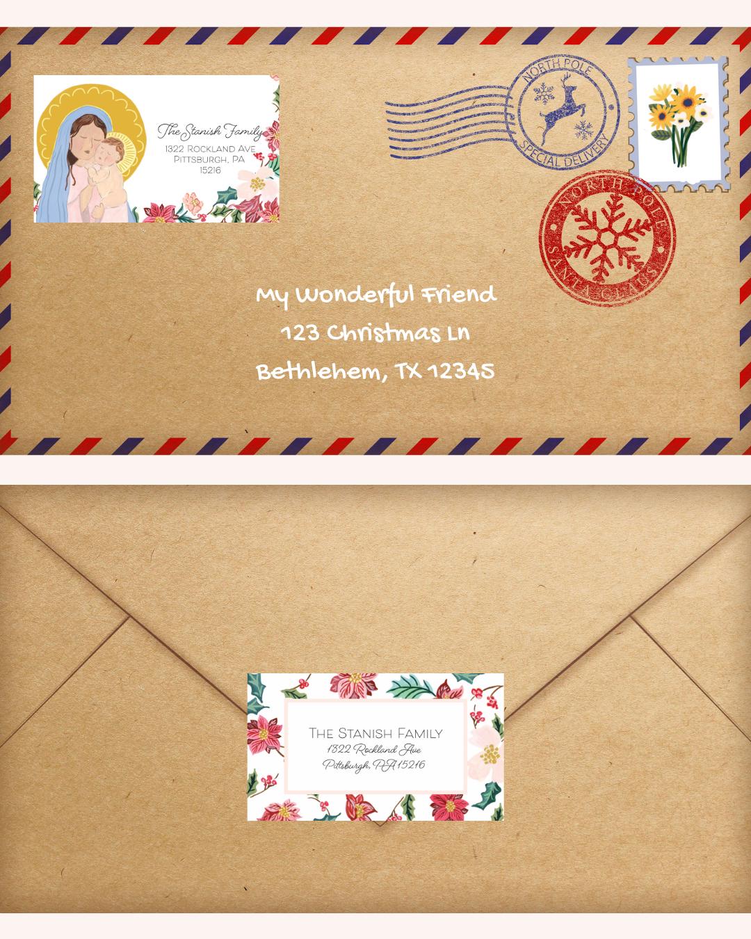 Christmas Return Address Labels Custom Christmas Stationery Address ...