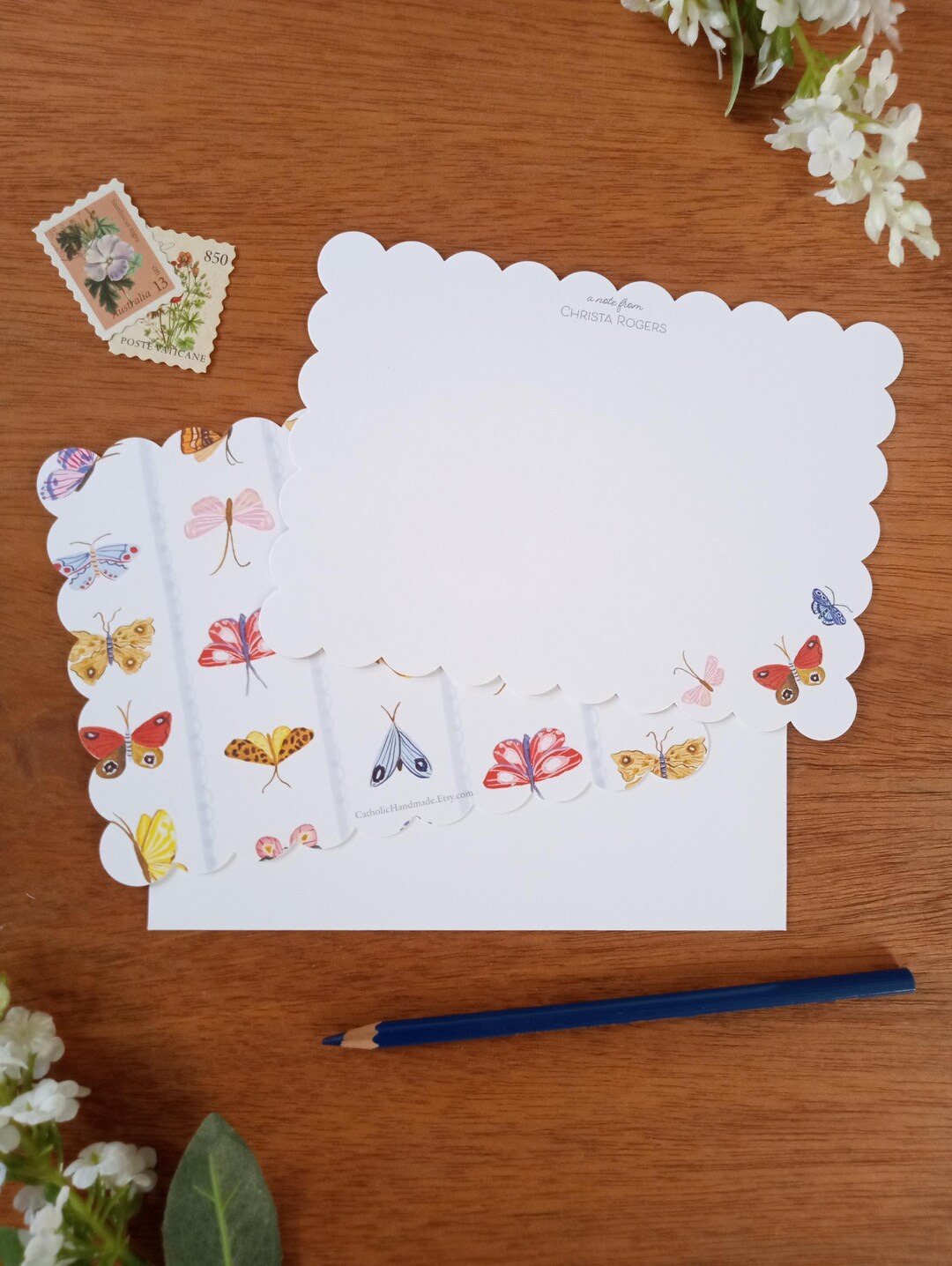 Butterfly Stationery Set | Flatbutterfly Notecards | Personalized Notecards | Custom Name ...