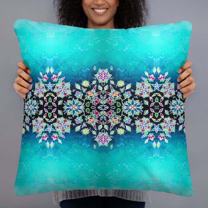 Ojibwe Cree Floral Design by Hillary Kempenich - Basic Pillow - Etsy