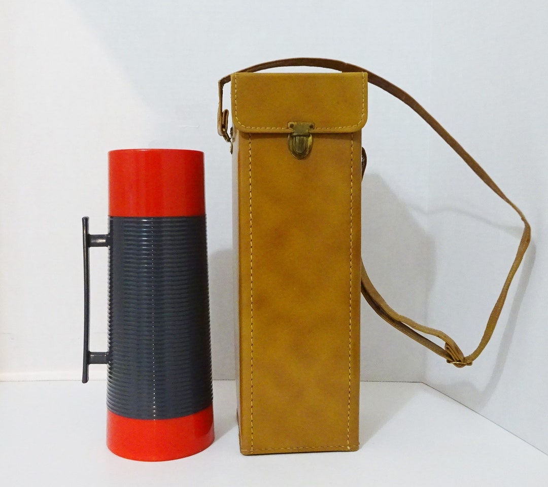 Vintage Aladdin Dura-clad Vacuum Bottle Qt. Thermos 2650 Red/gray With ...