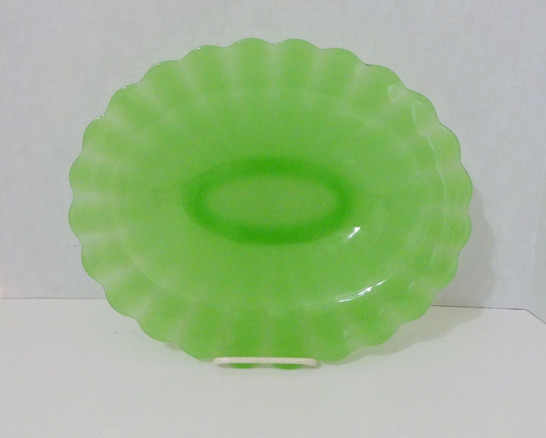 Vintage Fenton Jadeite Large Dish/platter With Scalloped Edge - Etsy