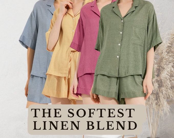 Eucalyptus Blended Linen Bridesmaid Pjs | Dusty Blue Bridal Party ...