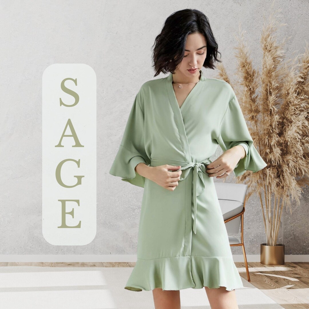 Sage Green Ruffle Robe Bridesmaid Robes Bridal Party Robes - Etsy