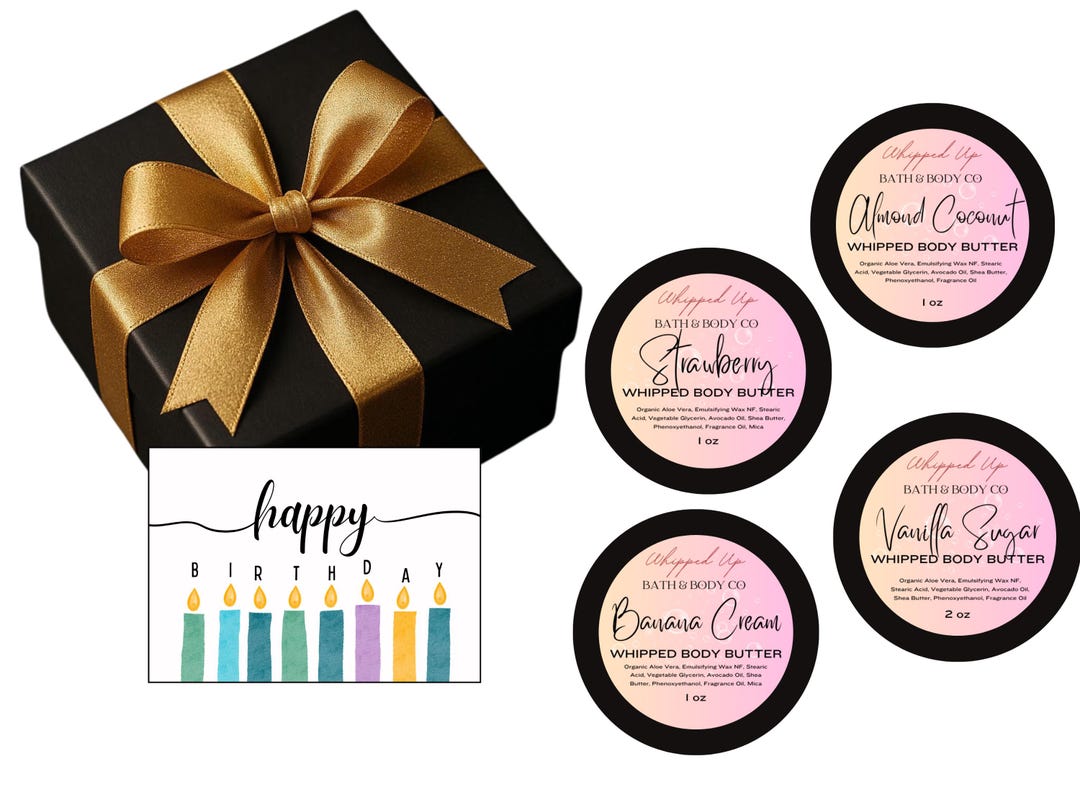 Birthday Gift Box - 4 Luxury Body Butters - Gift for Her - Birthday ...