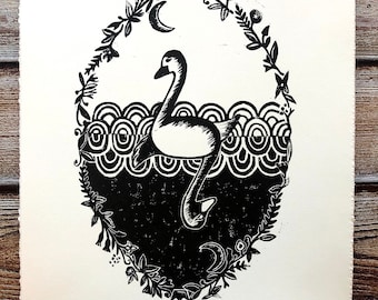 Swan Print Block - Etsy