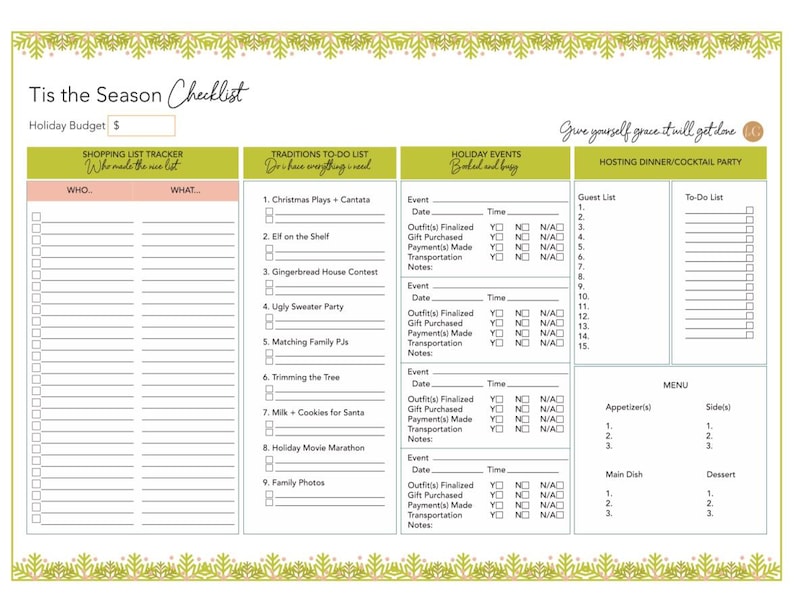 Tis the Season Holiday Checklist| All in One| Holiday To-do List ...