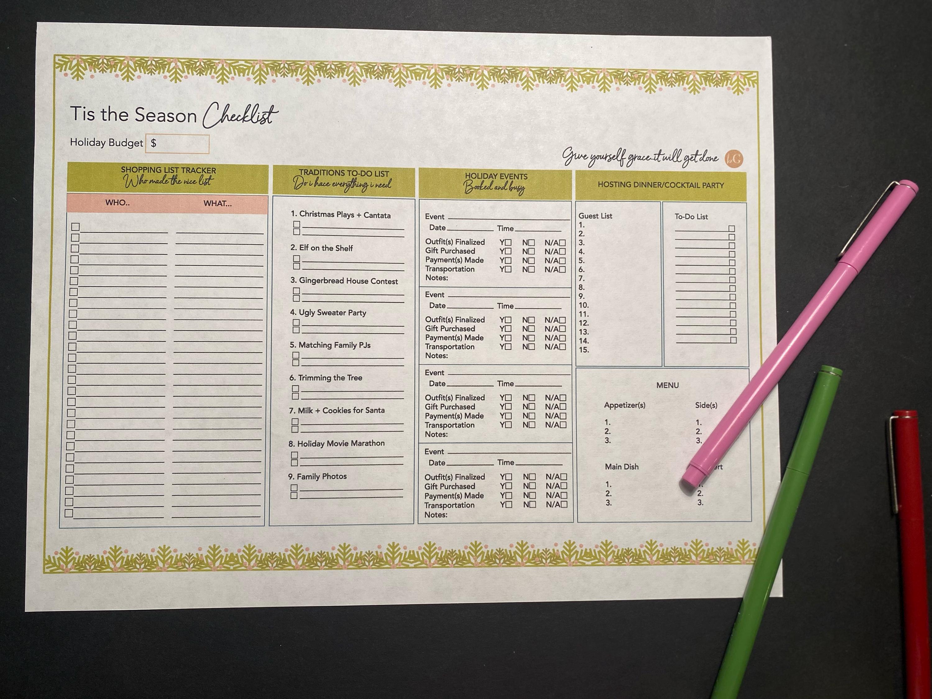 Tis the Season Holiday Checklist| All in One| Holiday To-do List ...