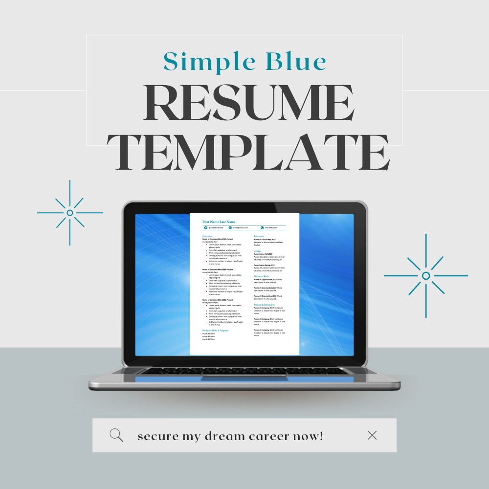 Simple Resume Template in Google Docs - Etsy