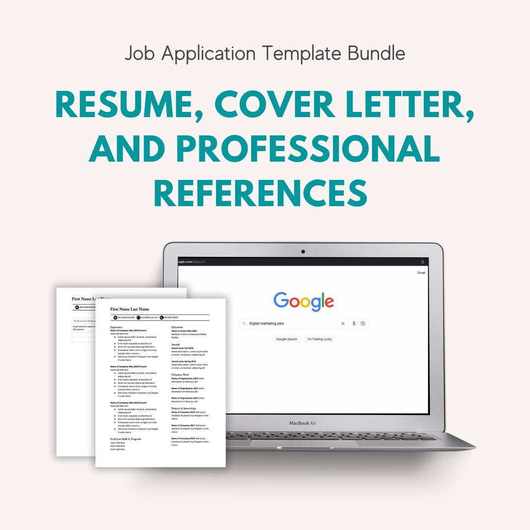 Resume, Cover Letter, and Professional References Template Bundle in ...