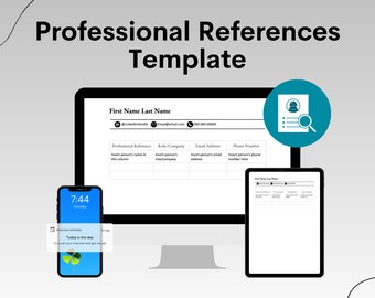 Simple Professional References Template Google Docs - Etsy