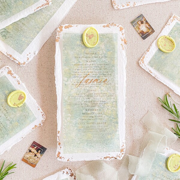 Handmade Paper Menus With Calligraphy - Etsy