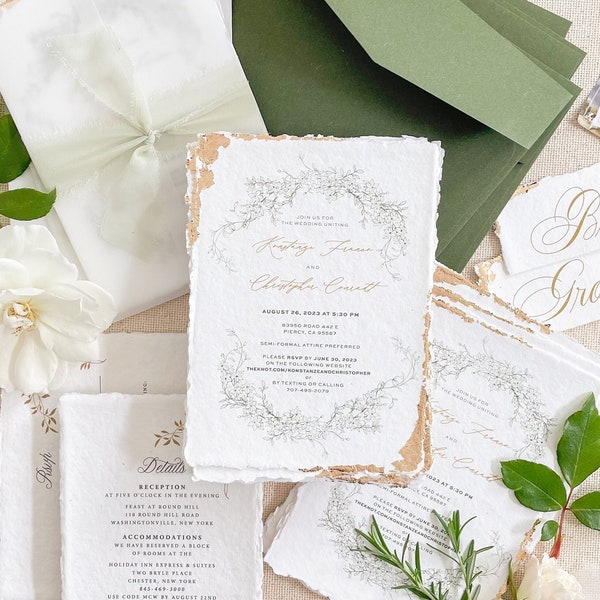 Deckled Edge Wedding Invitation - Etsy