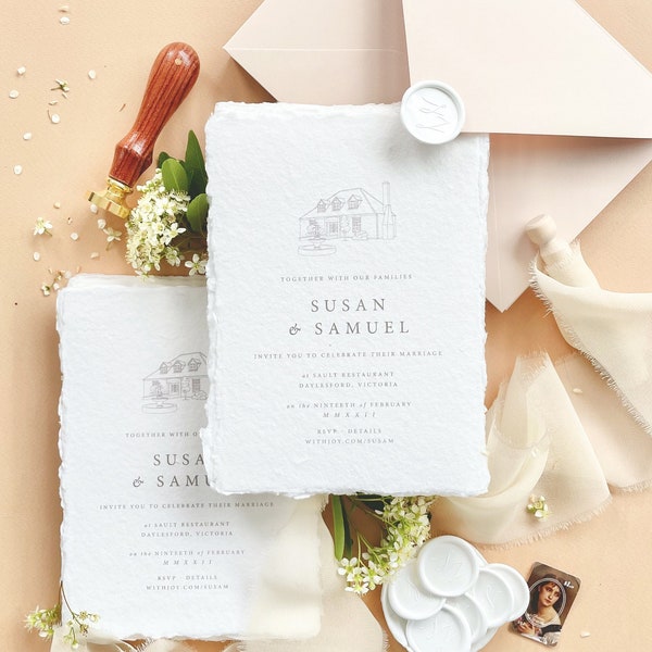 Natural Paper Wedding Invitation - Etsy