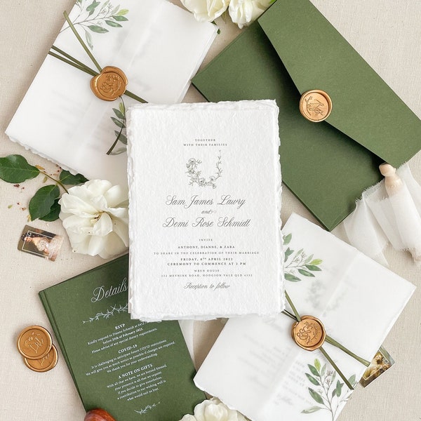 Deckled Edge Wedding Invitation - Etsy